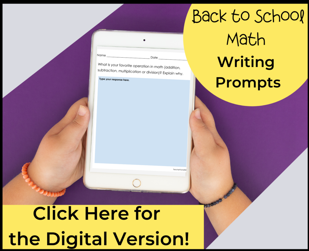 Back to School Math Writing Activities - Teacher Twins