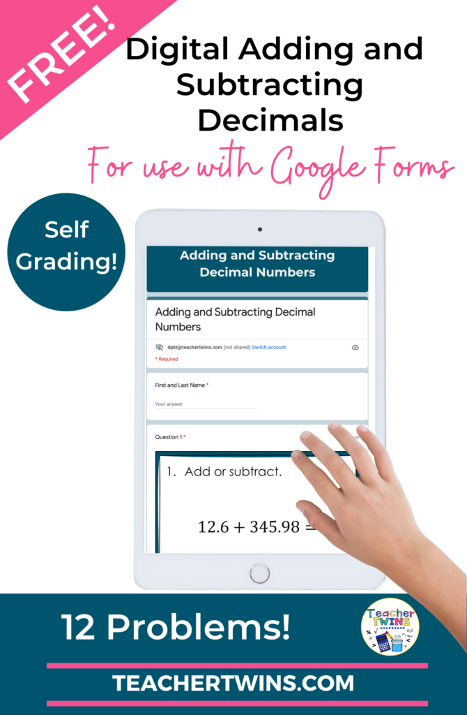 Add Sub Decimal Digital Activity Landing Page - Teacher Twins